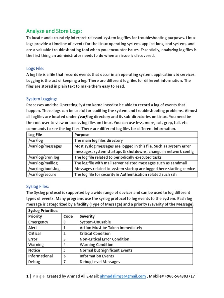 11.2 Analyze and Store Logs | PDF | Computer File | Operating System