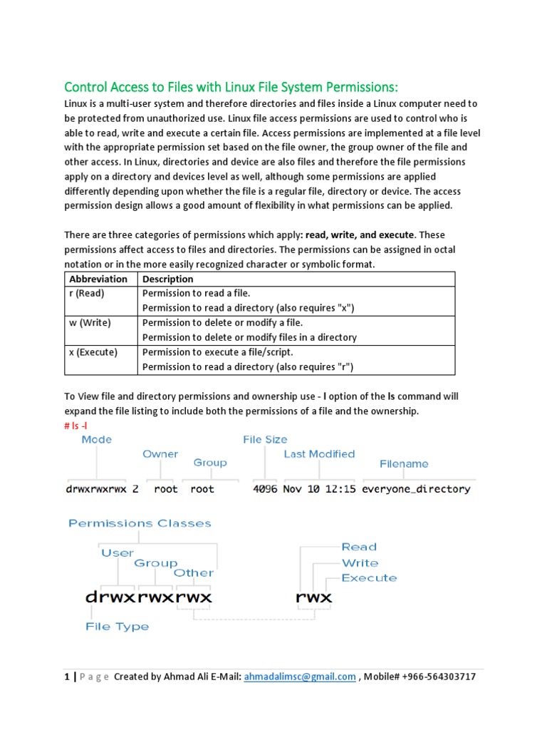 7.1 Control Access To Files With Linux File System Permissions | PDF | Computer File ...