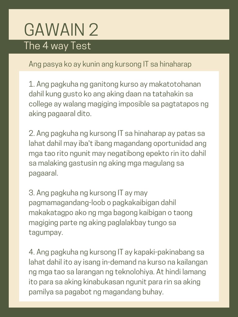 4 Way Test | PDF