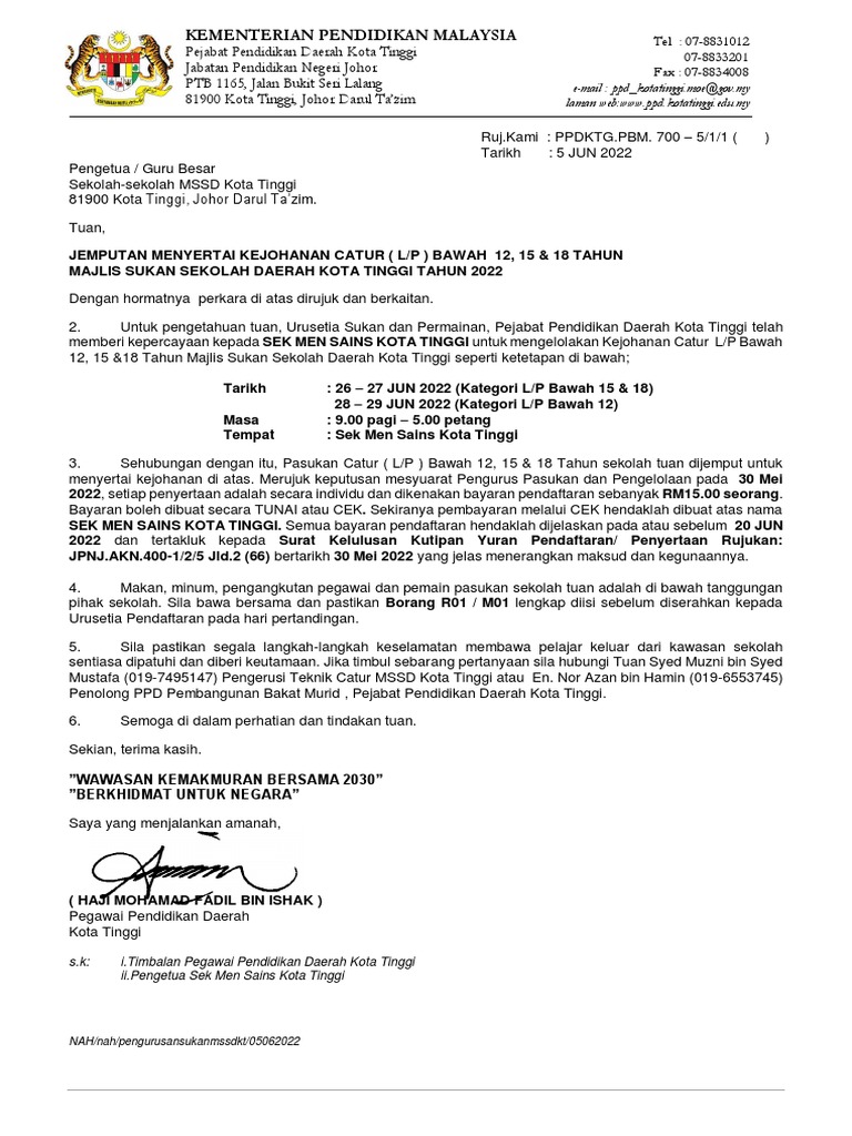 Surat Jemputan Catur | PDF