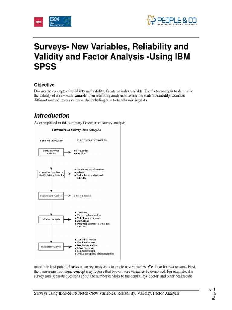 Surveys New Vars Reliability Validity and Factor Analysis Using IBM ...