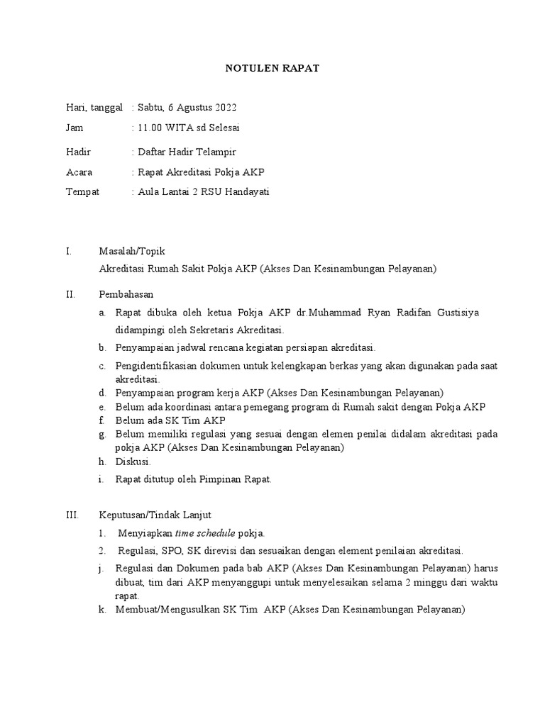NOTULEN RAPAT AKp | PDF | Bisnis | Teknologi & Rekayasa
