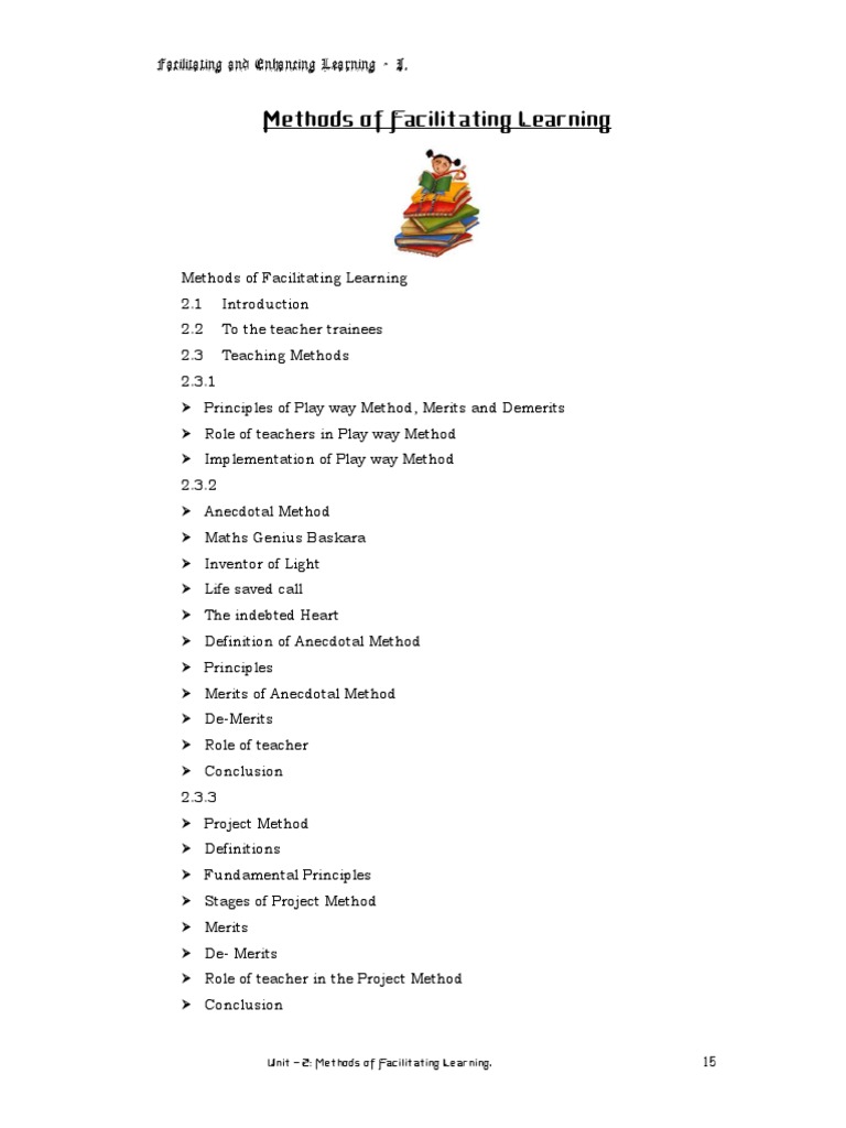 Methods Of Facilitating Learning Pdf Learning Teachers