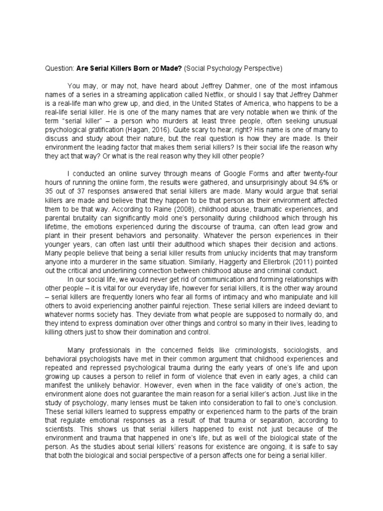 Are Serial Killers Made or Born | PDF | Psychological Trauma | Serial ...