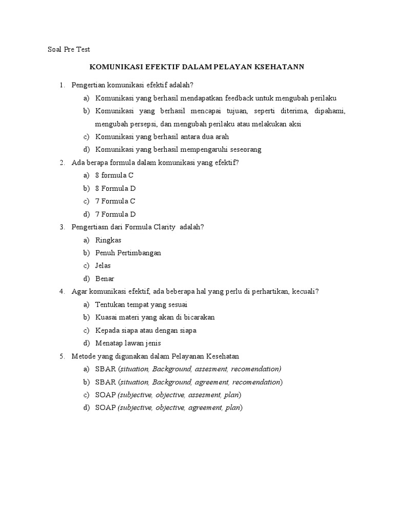 Soal Pre Test Dan Post Test | PDF