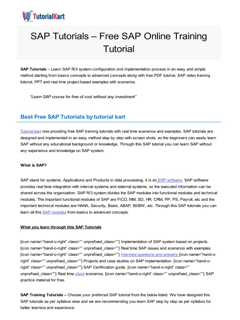 Sap Tutorials | PDF | Systems Engineering | Information Technology