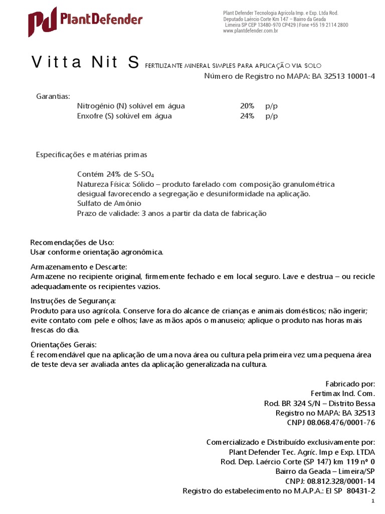 Vitta-Nit-S - Ficha Tecnica | PDF
