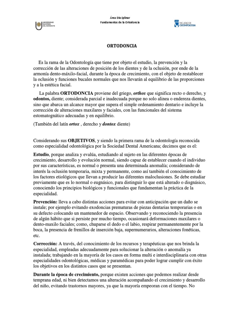 Ortodoncia y Ramas de La Odontología | PDF | Ortodoncia | Odontología