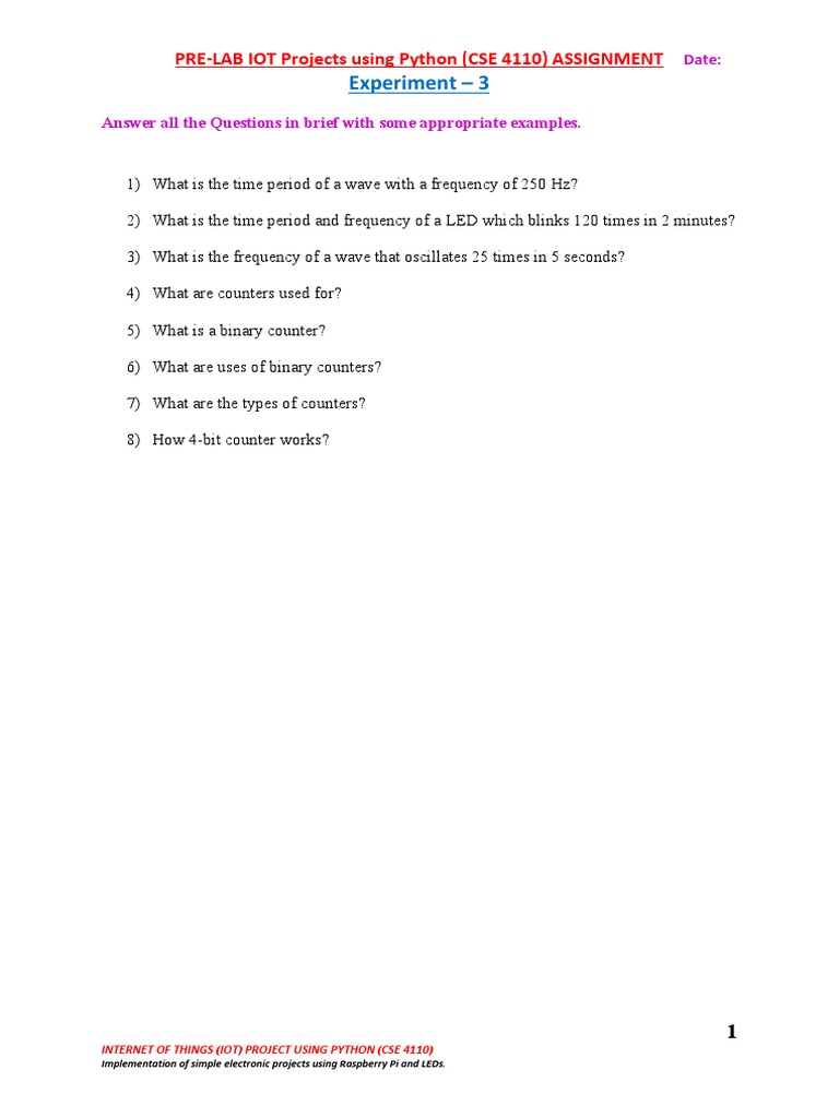 1 Pre-Lab Assignment Experiment - 3 (CSE 4110) | PDF