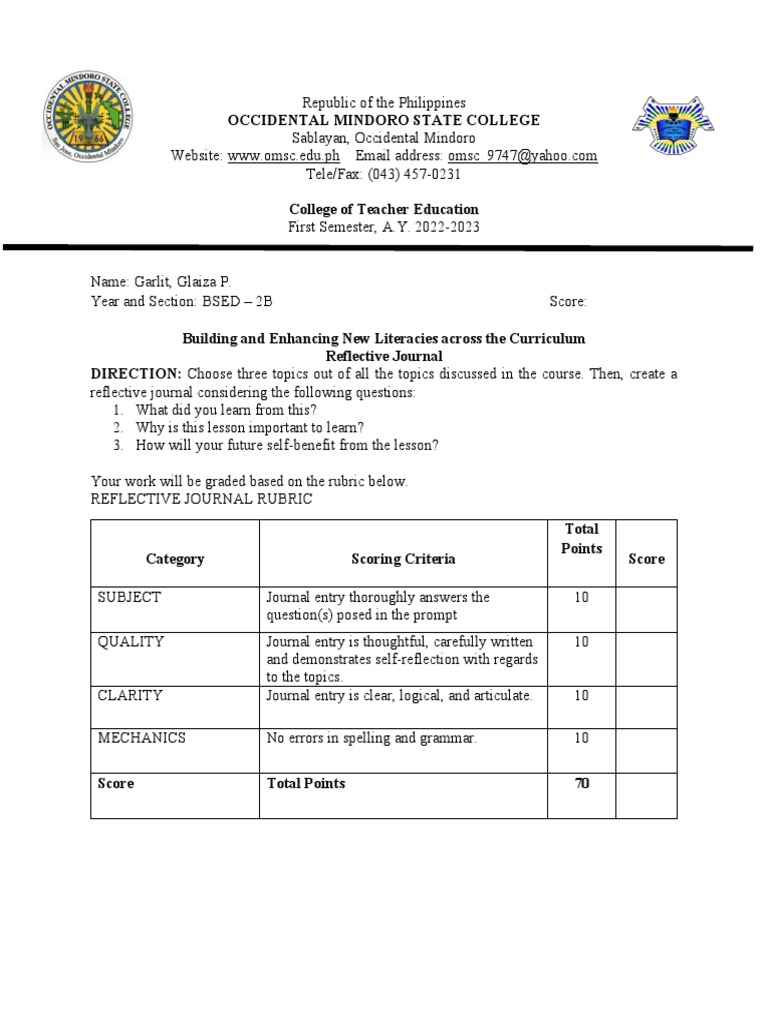 REFLECTIVE JOURNAL Benlac | PDF | Educational Technology | Learning