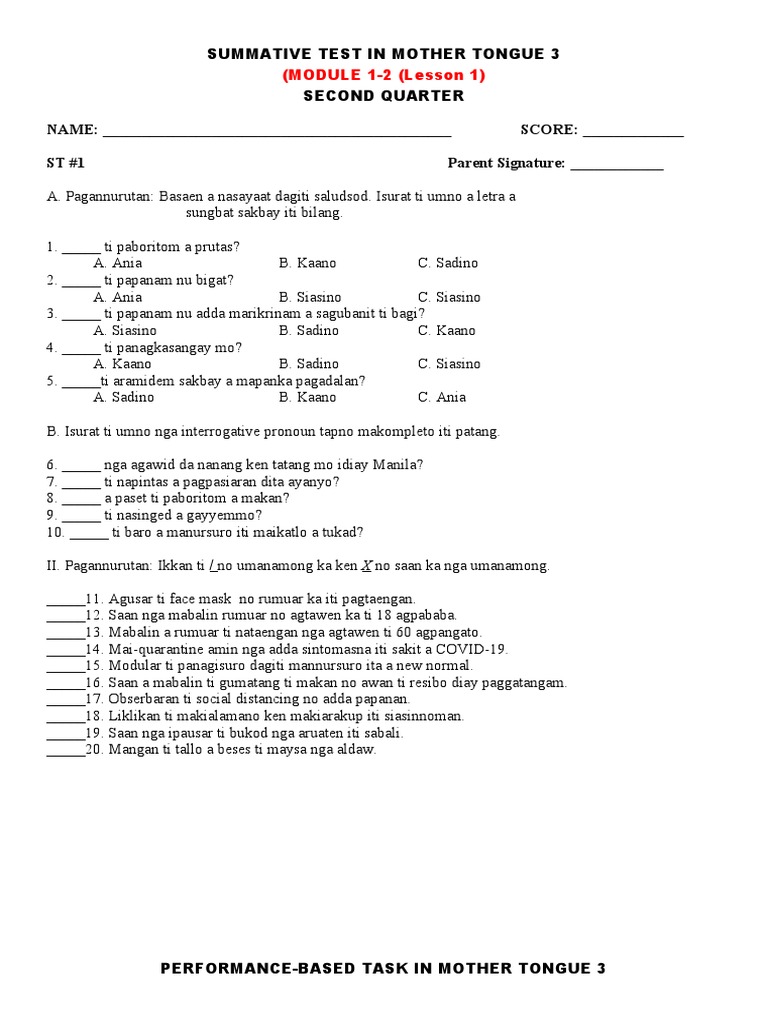 Summative Test 1 | PDF