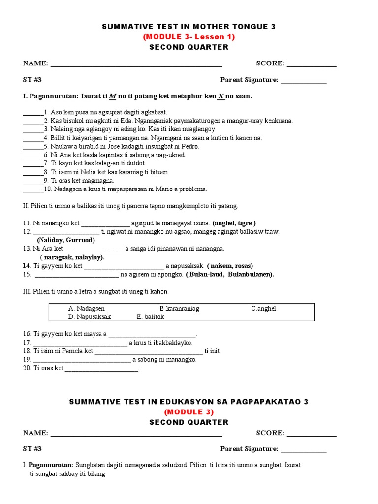 Summative Test 3 | PDF