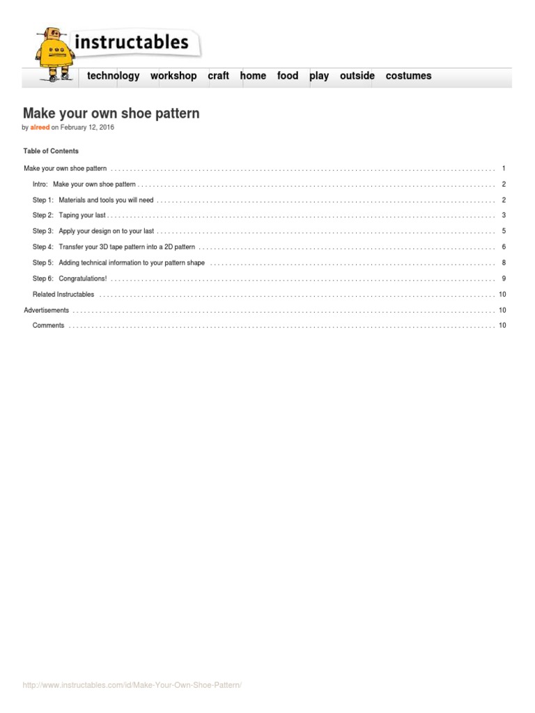 DIY Craft Your Own Shoe Pattern | PDF | Shoe | Seam (Sewing)