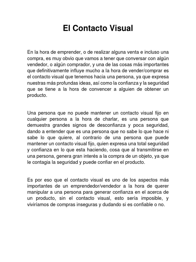 Tema 2.la Importancia Del Contacto Visual | PDF