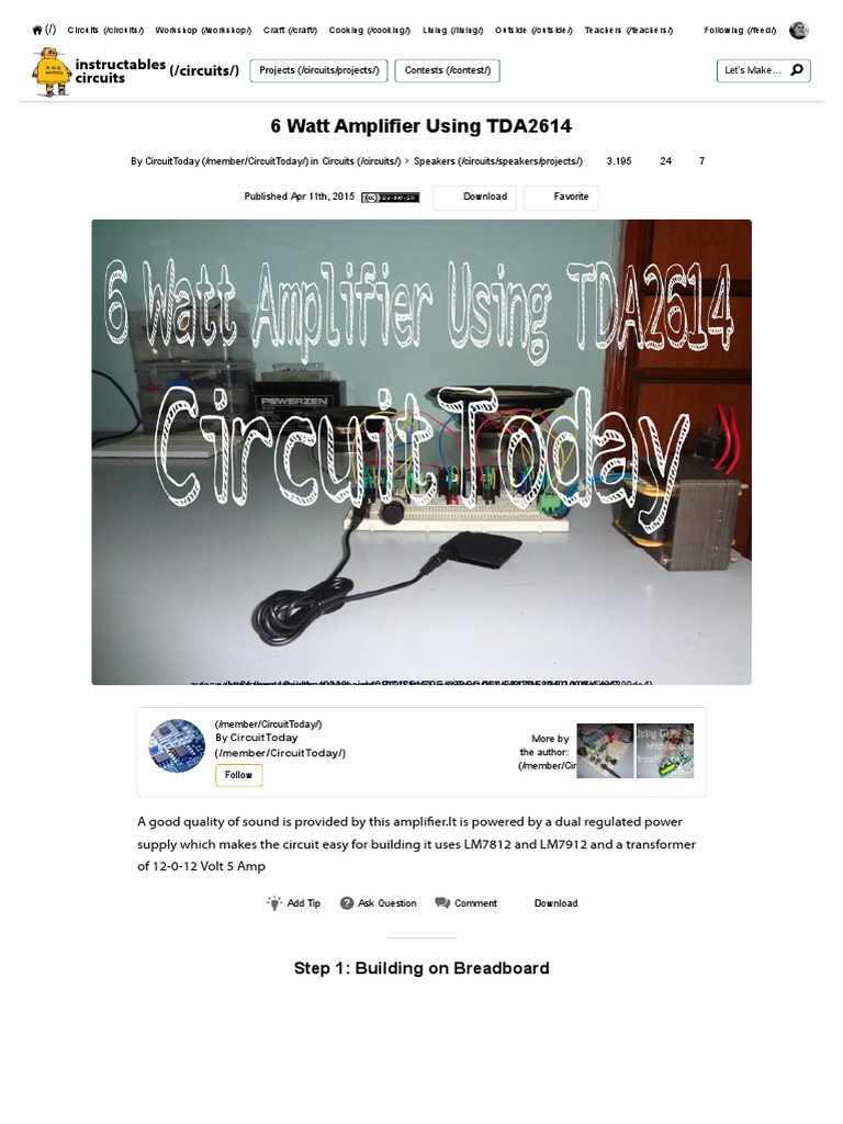 6 Watt Amplifier Using TDA2614 | PDF | Electronic Circuits | Amplifier