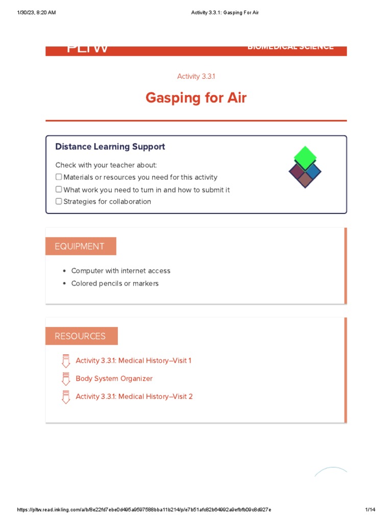 Activity 3.3.1 - Gasping For Air - Human Body Systems - Lesson 3.3 ...