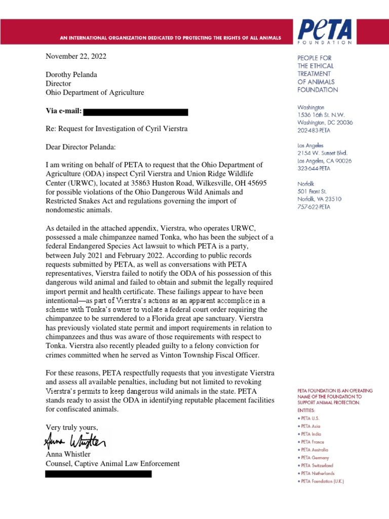 2022 11 22 Oda Request To Investigate Cy Vierstra Redacted | PDF ...