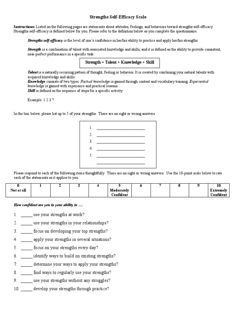 Strengths Se Scale | PDF | Self Efficacy | Knowledge