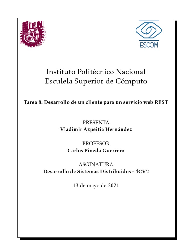 Tarea 8 Desarrollo de Un Cliente para Un Servicio Web REST | PDF