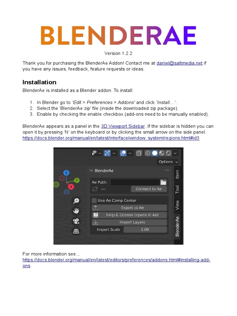 BlenderAe Installation and User Guide 1 - 2 - 2 | Download Free PDF | Blender (Software ...