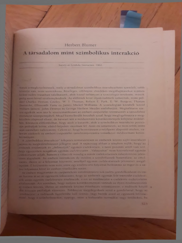Blumer - A Társadalom Mint Szimbolikus Interakció | PDF