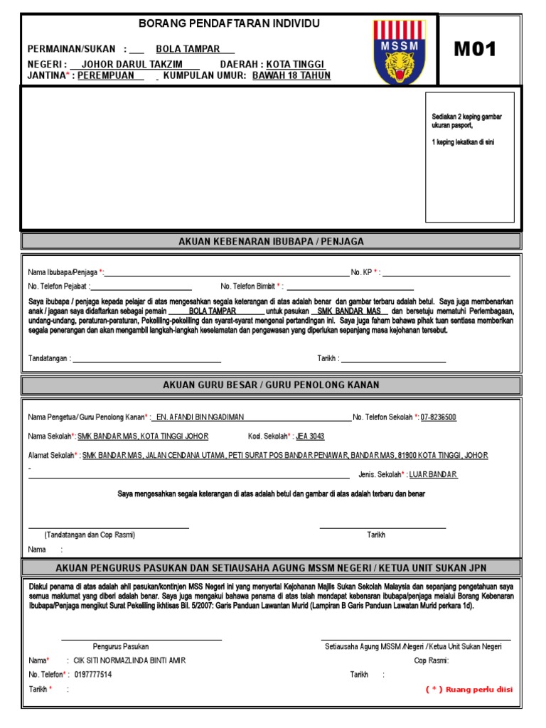 Borang-Pendaftaran-M01 - P18 | PDF
