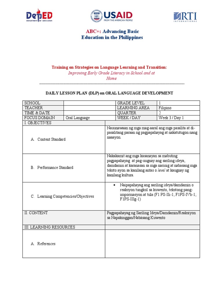 DLP For Grade 1 | PDF