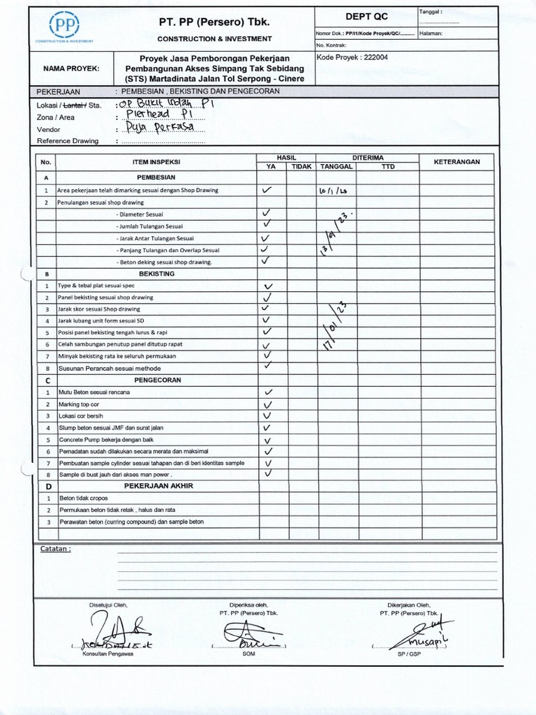 Checklist Perancah | PDF