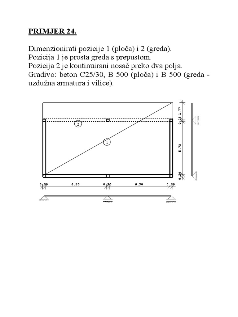 Betonske Konstrukcije Primjer-P24-Ploca S Gredom | PDF