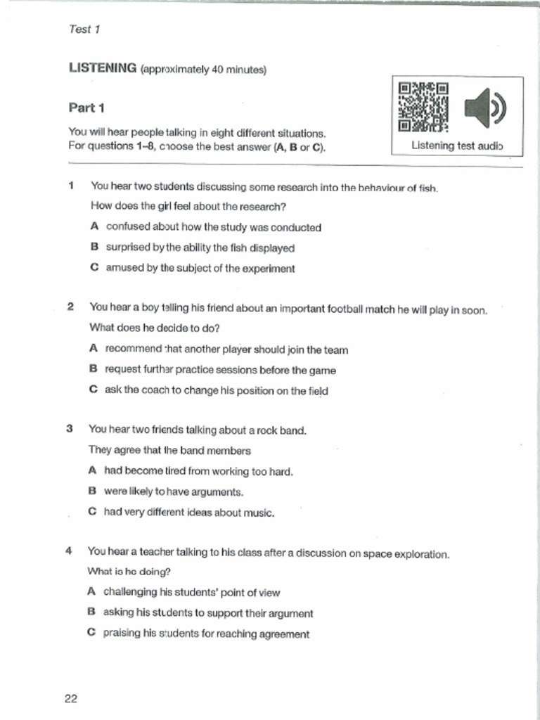 Listening FCE Mock Exam 2022 | PDF