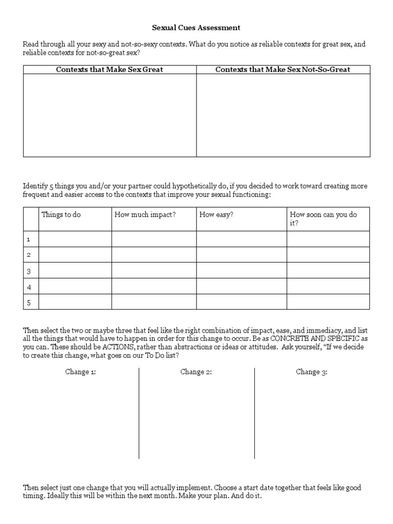 Sexual Cues Assessment Worksheet | PDF