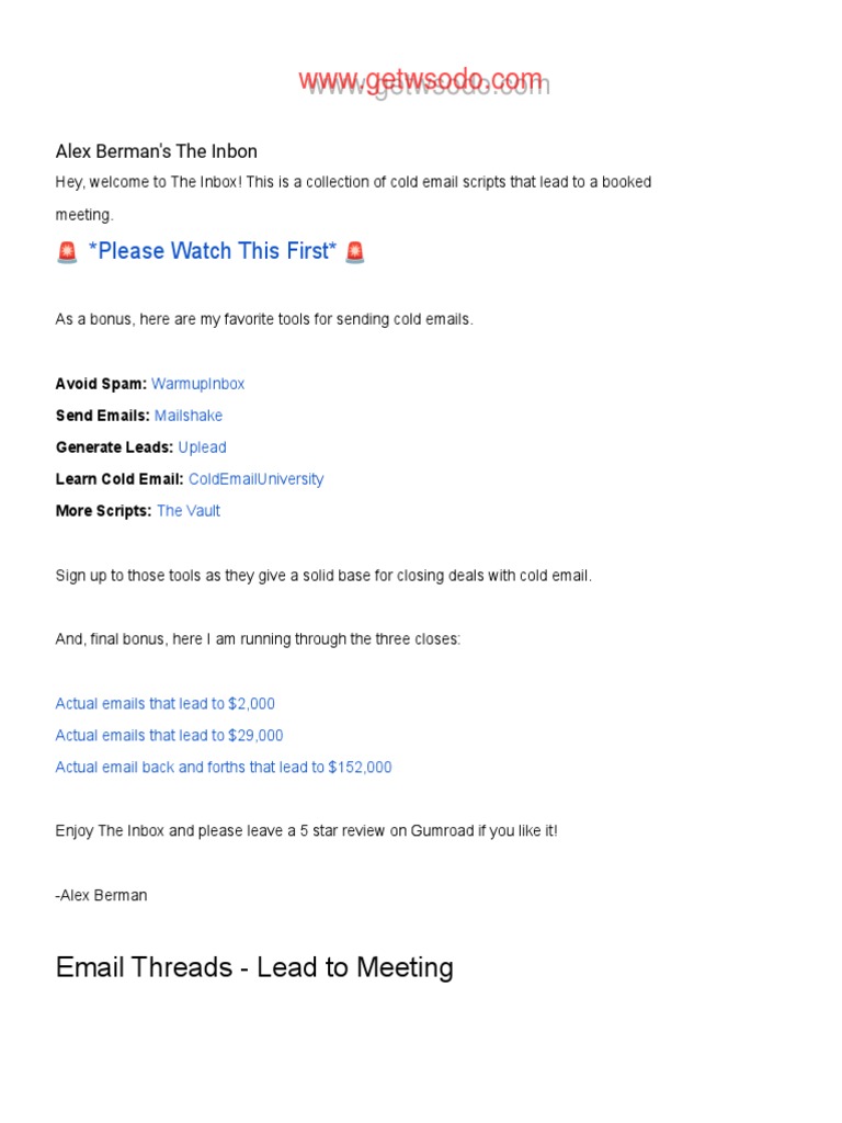 Cold Email Scripts Lead to Meetings | PDF