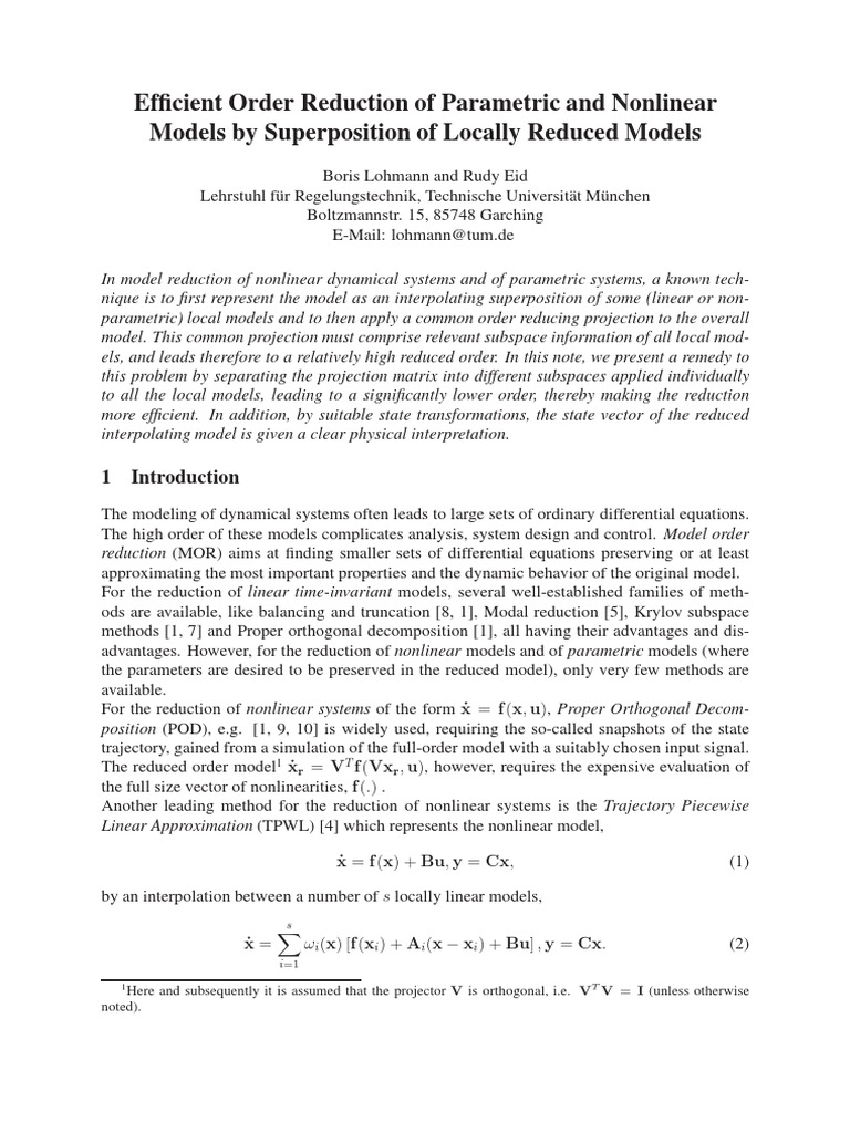 TH - jAK8fRvif4wCvHwb4Ug - Baier - Efficient Order Reduction of Parametric Models | PDF | Matrix ...