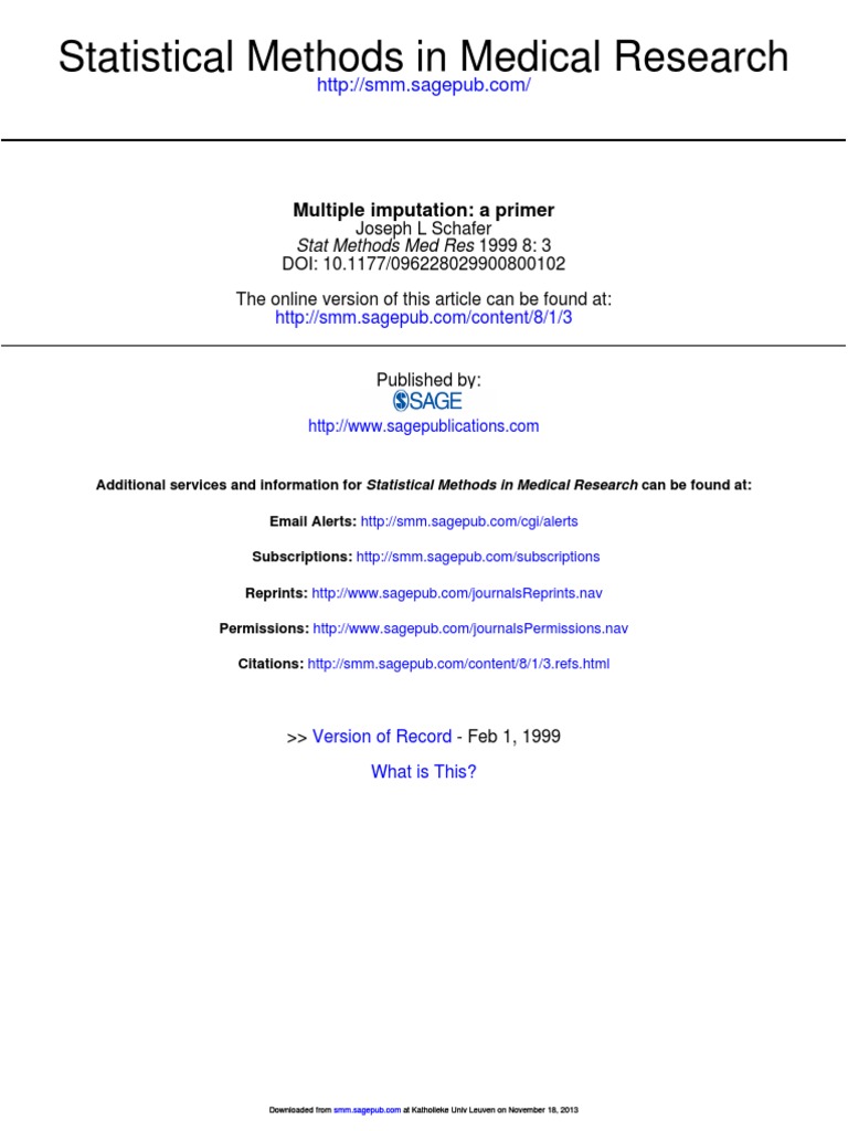 Schafer SMMR 1999 MI Primer | PDF | Bayesian Inference | Statistical ...