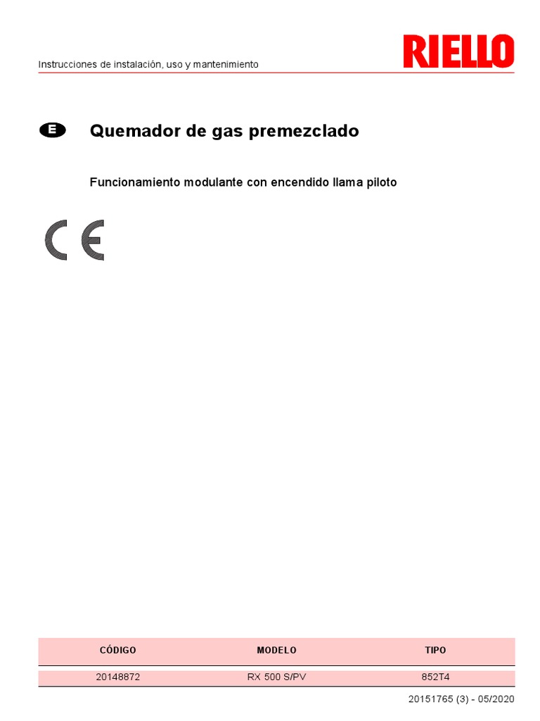 Riello Libretto Installatore RX 500 S PV 20151765 3 Es Rev2 | PDF ...