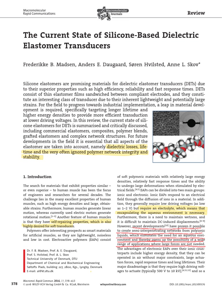 Current State of Silicone Based Dielectric Elastomer | PDF | Dielectric ...