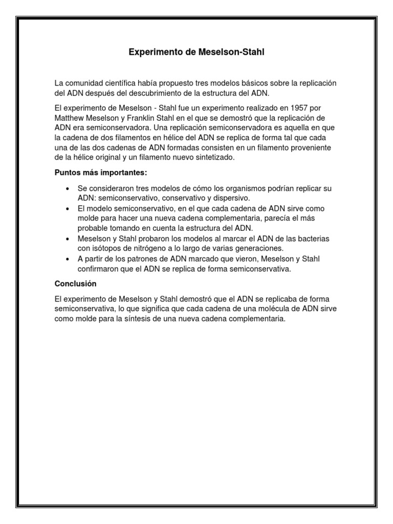Experimento de Meselson-Stahl | PDF