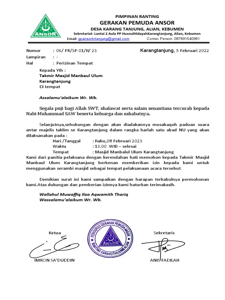 Surat Perizinan Tempat Pdf