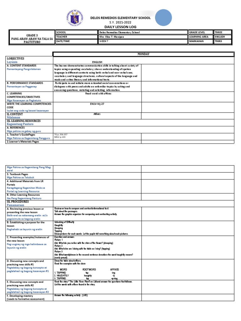 DLL Grade3 3rdquarter WEEK7 | PDF | Symmetry | Shape