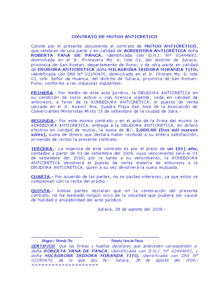 Contrato de Anticresis | PDF | Pagos | Conceptos legales