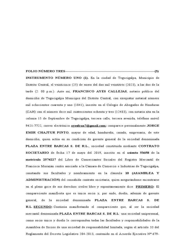 Testimonio de Instrumento 1 de Declaración de Capital Plaza Entre ... Testimonio de Instrumento 1 de Declaración de Capital Plaza Entre ...