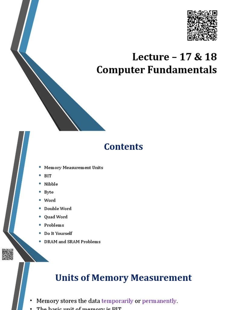 Lecture – 17 & 18 | PDF | Random Access Memory | Byte