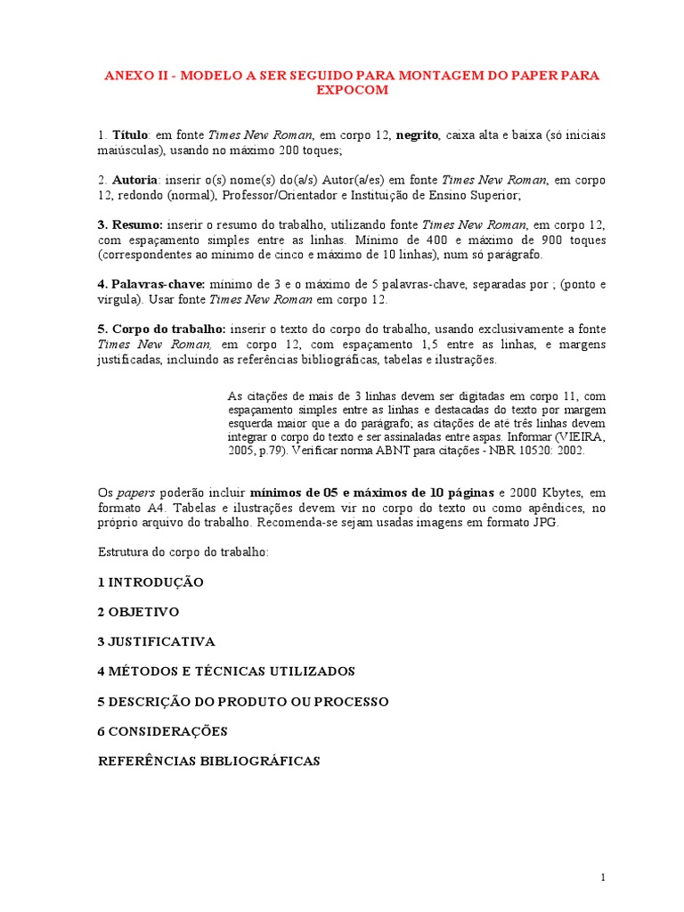 Expocom2013 Modelo de Paper | PDF | Citação | Caixa alta e caixa baixa
