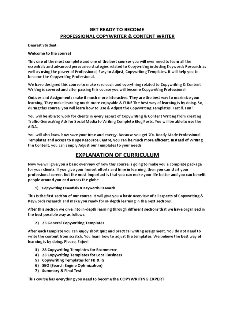 Master Copywriting with 70+ Templates | PDF | Search Engine ...