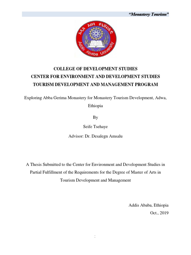 Abba Gerima Monastery Tourism Study | PDF | Tourism | Christian Monasticism