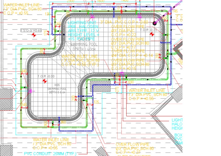 Swimming Pool Plumbing Diagram Showing Water Inlet Lines, Overflow ...