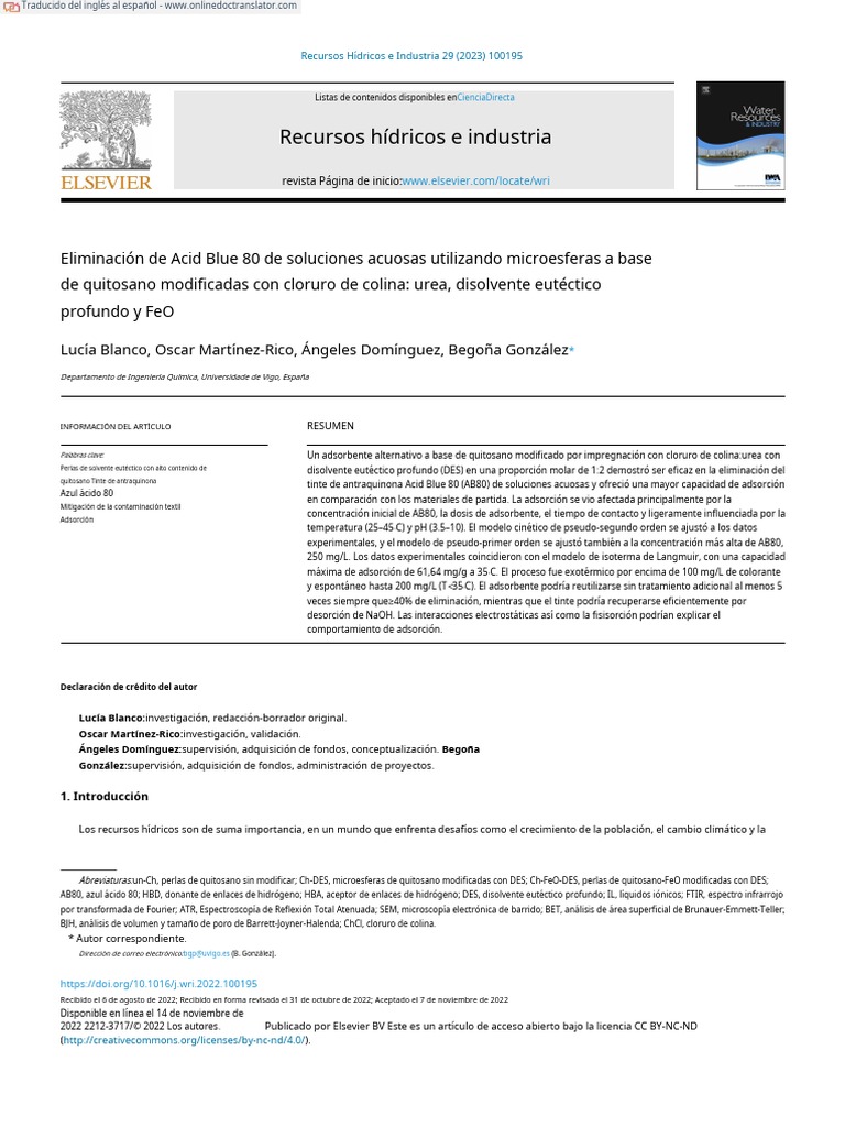 Paper AB80.en - Es | PDF | Adsorción | Tratamiento de aguas residuales