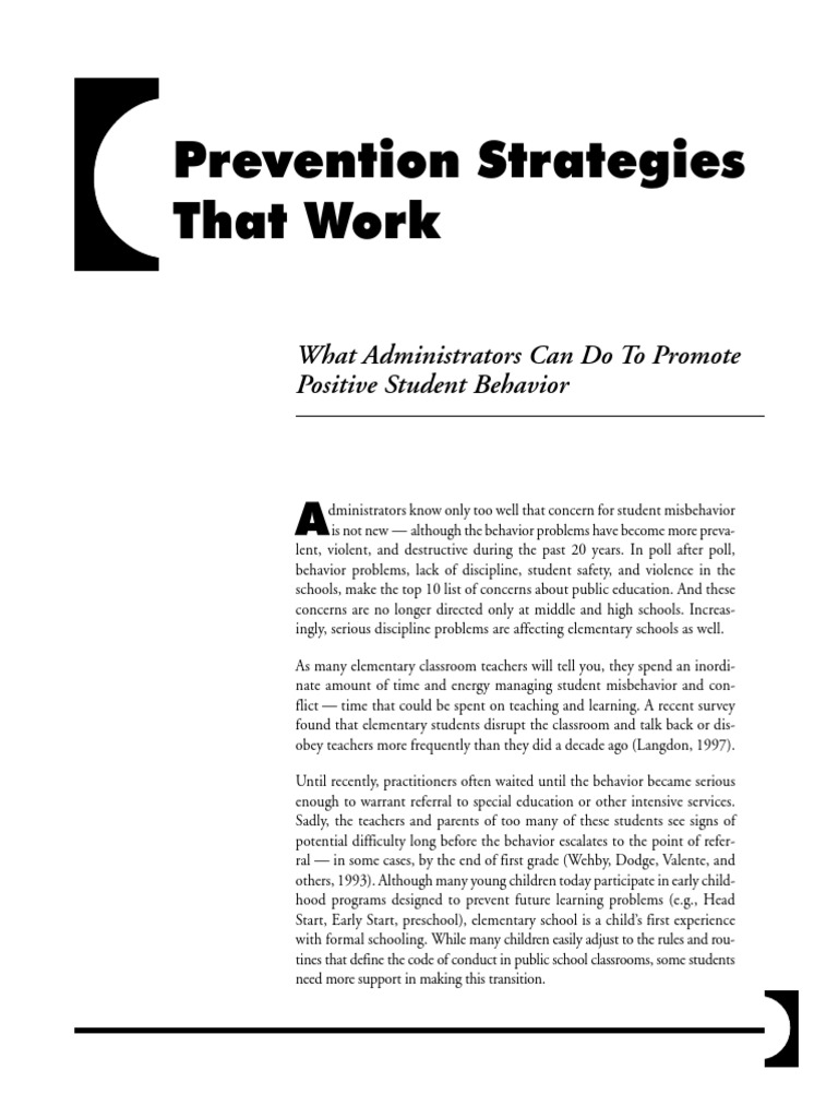 Prevention Strategies That Work | PDF | Classroom Management | Mediation