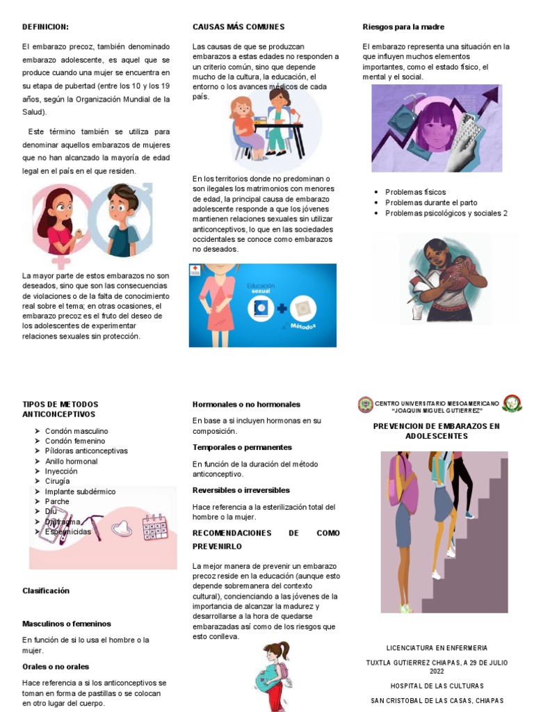 PREVENCIÓN DE EMBARAZO Tríptico | PDF | Control de la natalidad | El ...