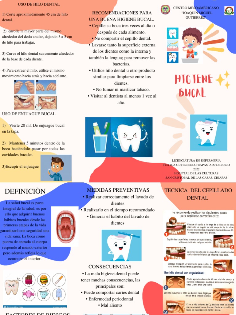 4.HIGIENE BUCAL Tríptico | PDF | Higiene oral | Ramas de Odontología